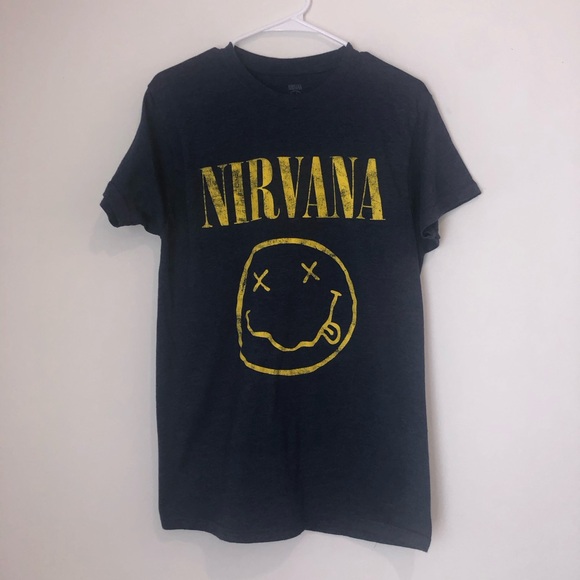 NIRVANA | Shirts | Nirvana Smiley Face Large Blue Tshirt | Poshmark